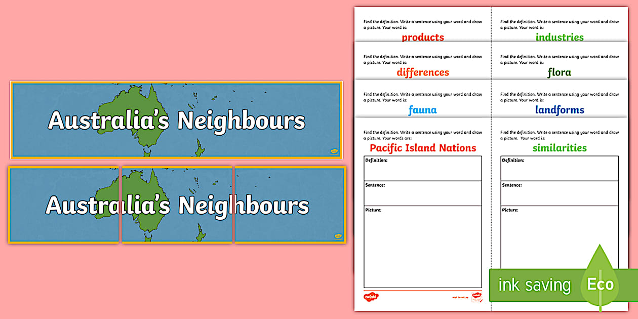 Australia’s Neighbours Word Wall Activity Display Pack