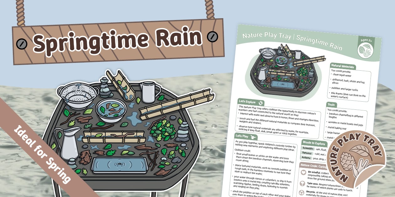 Nature Play Tray: Springtime Rain | Twinkl