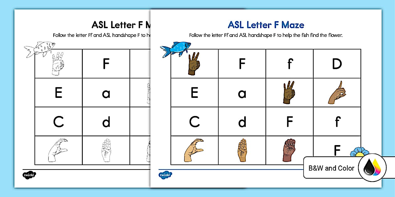 ASL Letter F Maze Worksheet (teacher made) - Twinkl