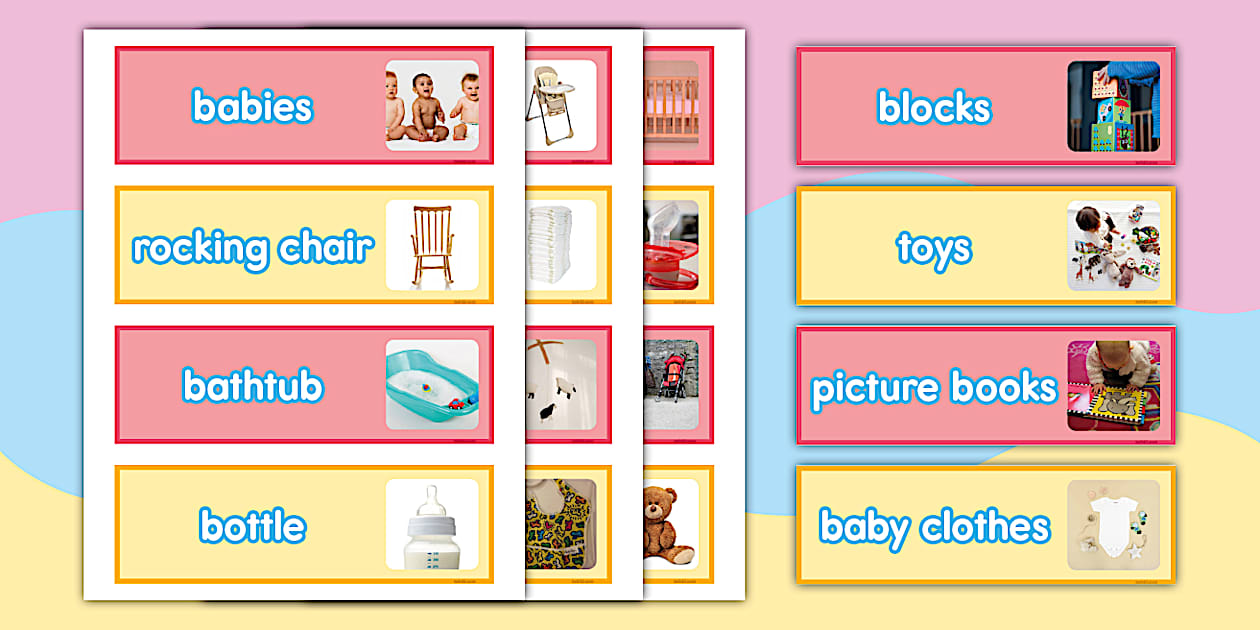 Baby Nursery Dramatic Play Photo Word Cards