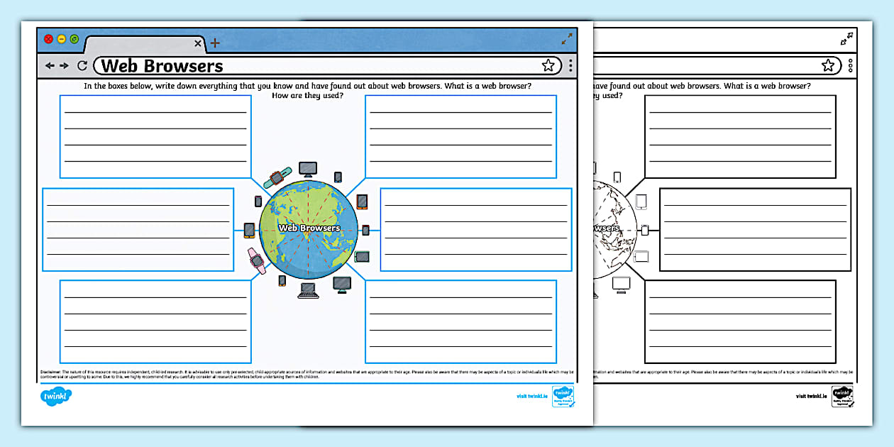 Web Browsers Mind Map (teacher made) - Twinkl