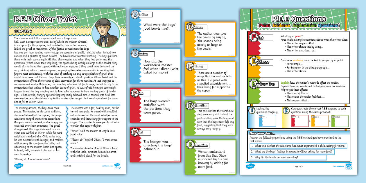 Point Evidence Explanation Activity Oliver Twist - Twinkl