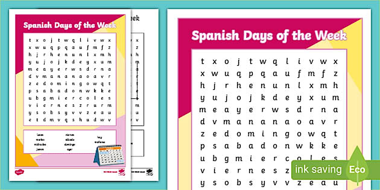 Spanish Days of the Week Word Search (teacher made) - Twinkl