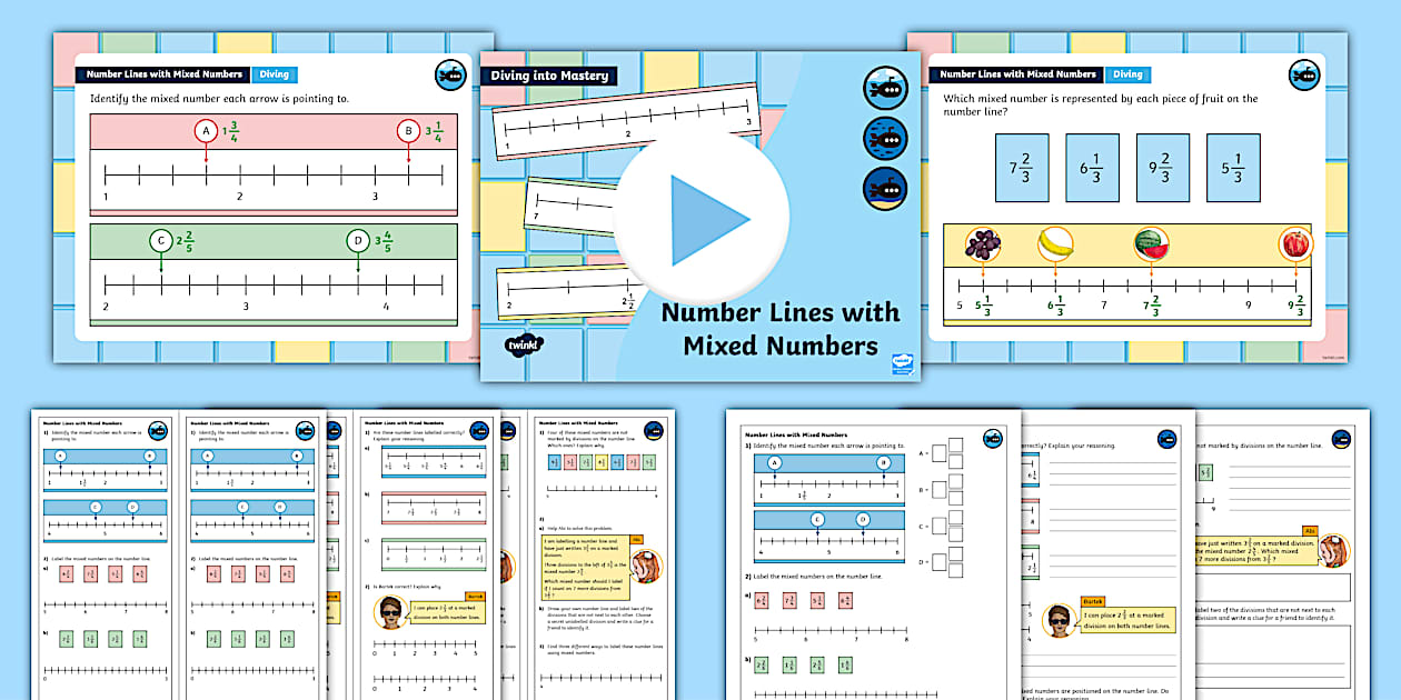 👉 Year 4 DiM: Step 4 Number Lines with Mixed Numbers