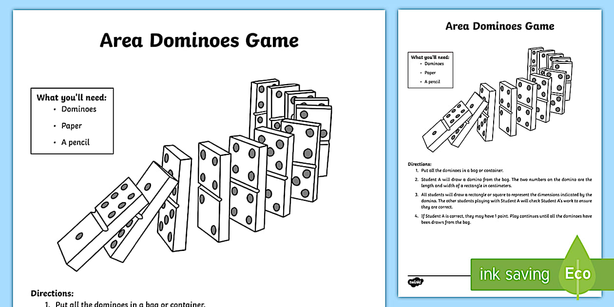 Editable Area Dominoes Game (teacher made) - Twinkl
