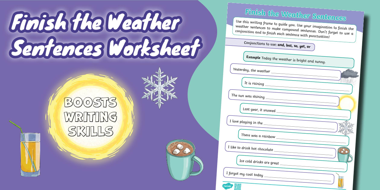 Finish the Weather Sentences Worksheet