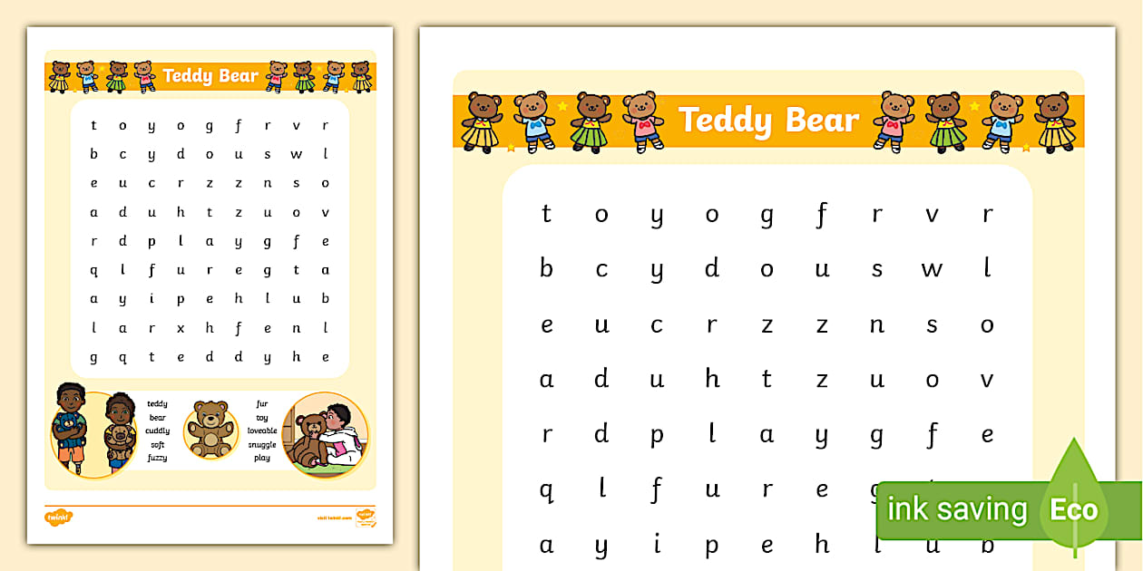 Teddy Bear Wordsearch (teacher made) - Twinkl