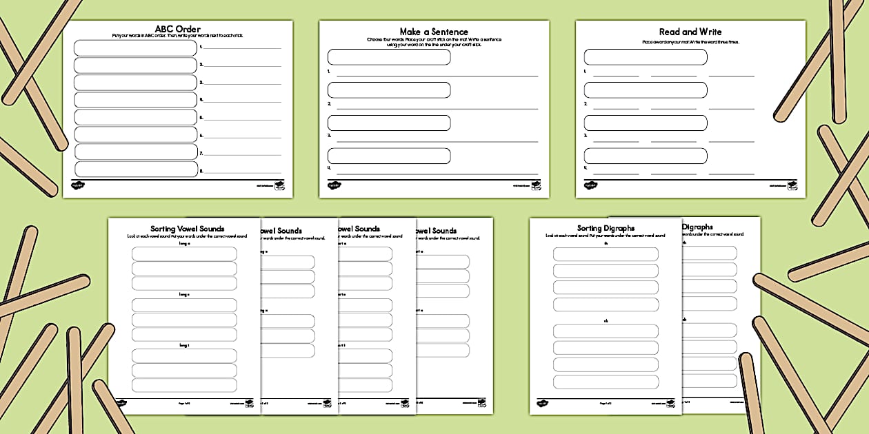 Craft Stick Sight Word Practice Pack for K-2nd Grade