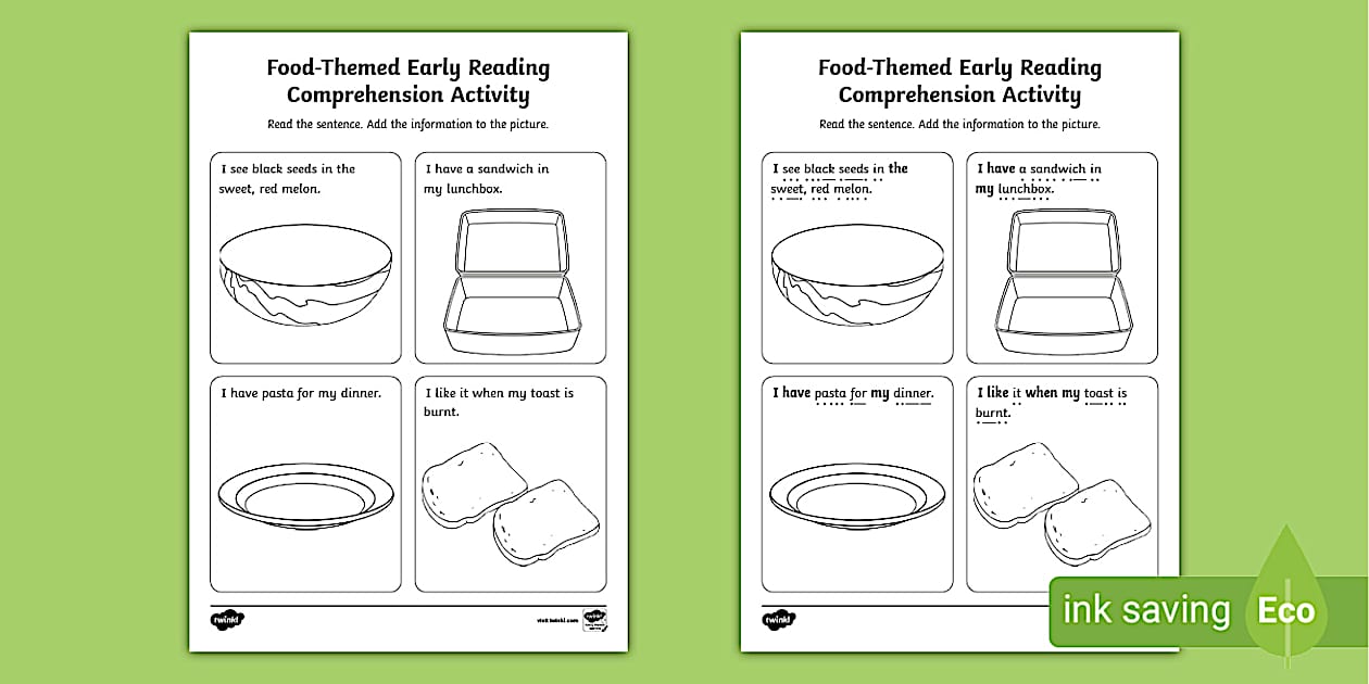 Food-Themed Phase 4 Early Reading Comprehension Activity
