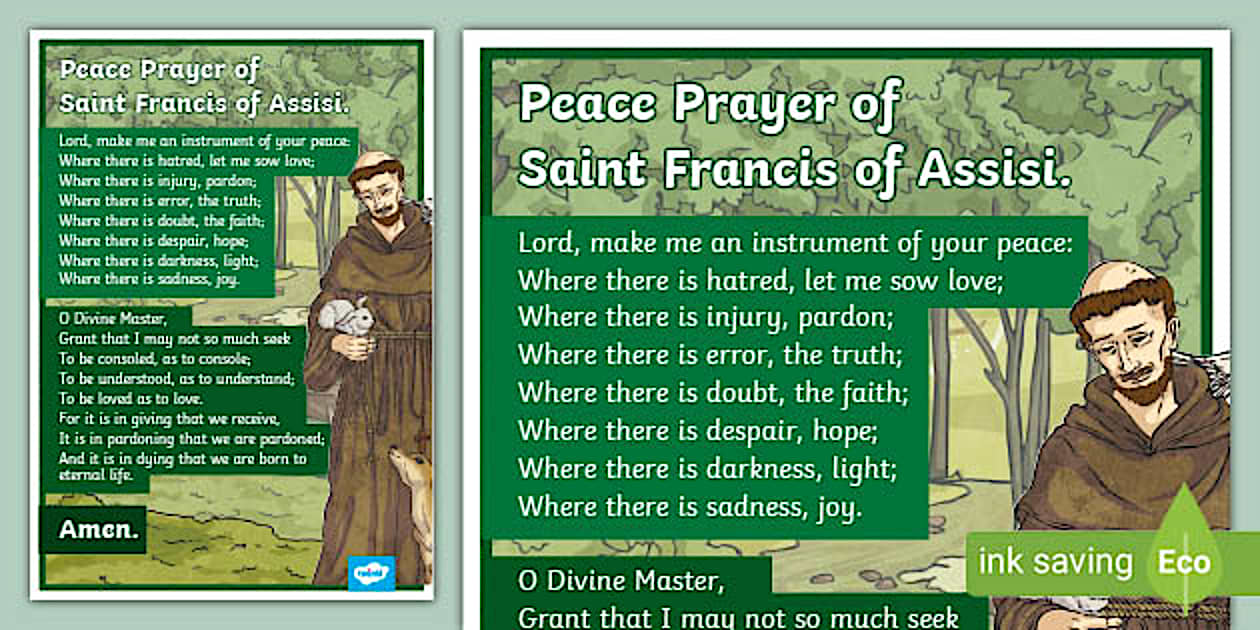 Saint Francis of Assisi Prayer Display Poster - Twinkl