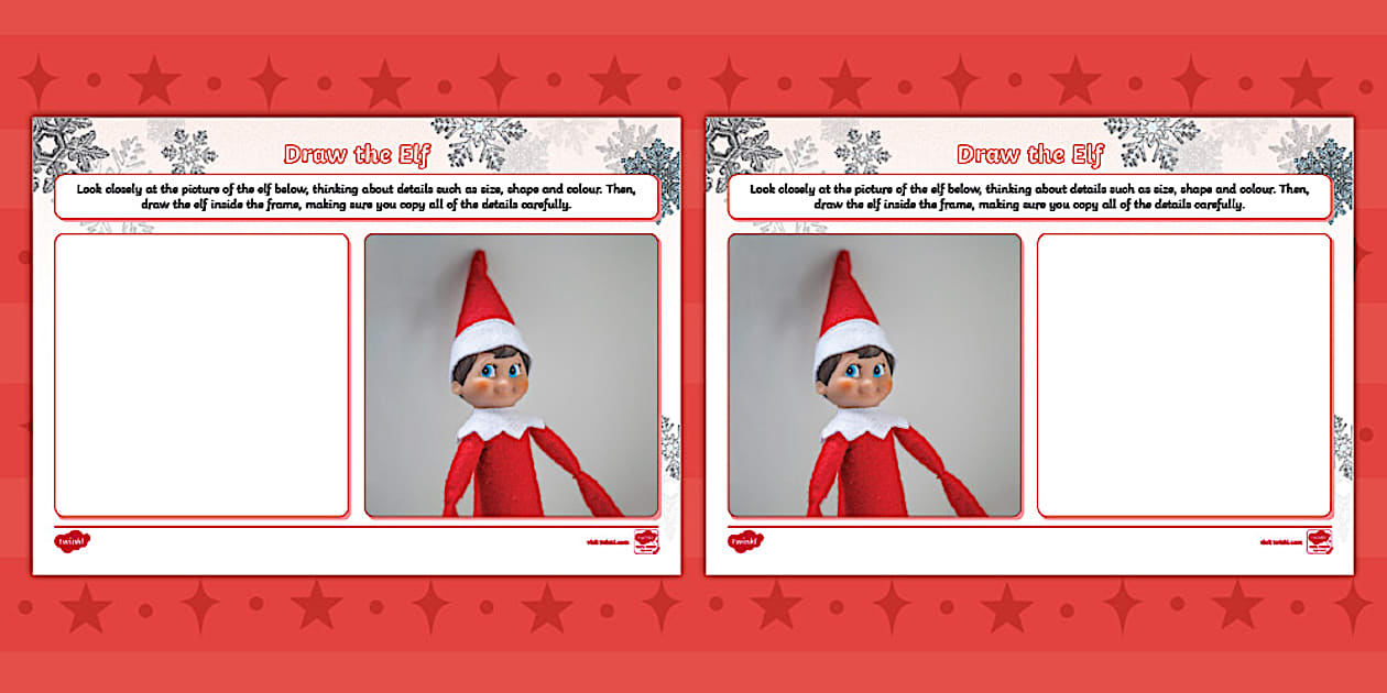 Draw the Christmas Elf Worksheet (Teacher-Made) - Twinkl