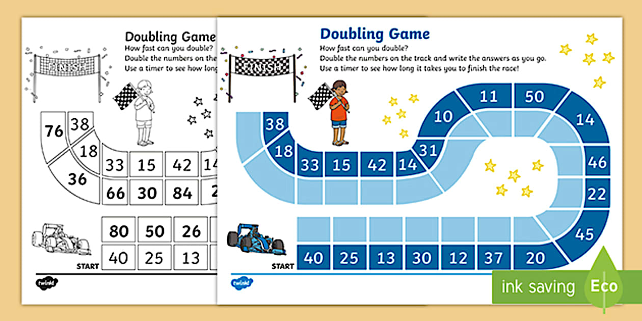 👉 Doubling 2 Digit Numbers Within 100 Race Game - Twinkl