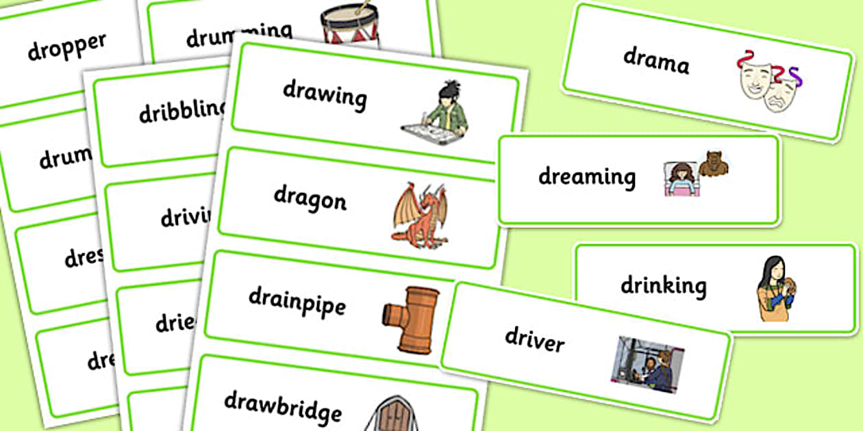Two Syllable DR Word Cards - Two Syllable Words Flashcards