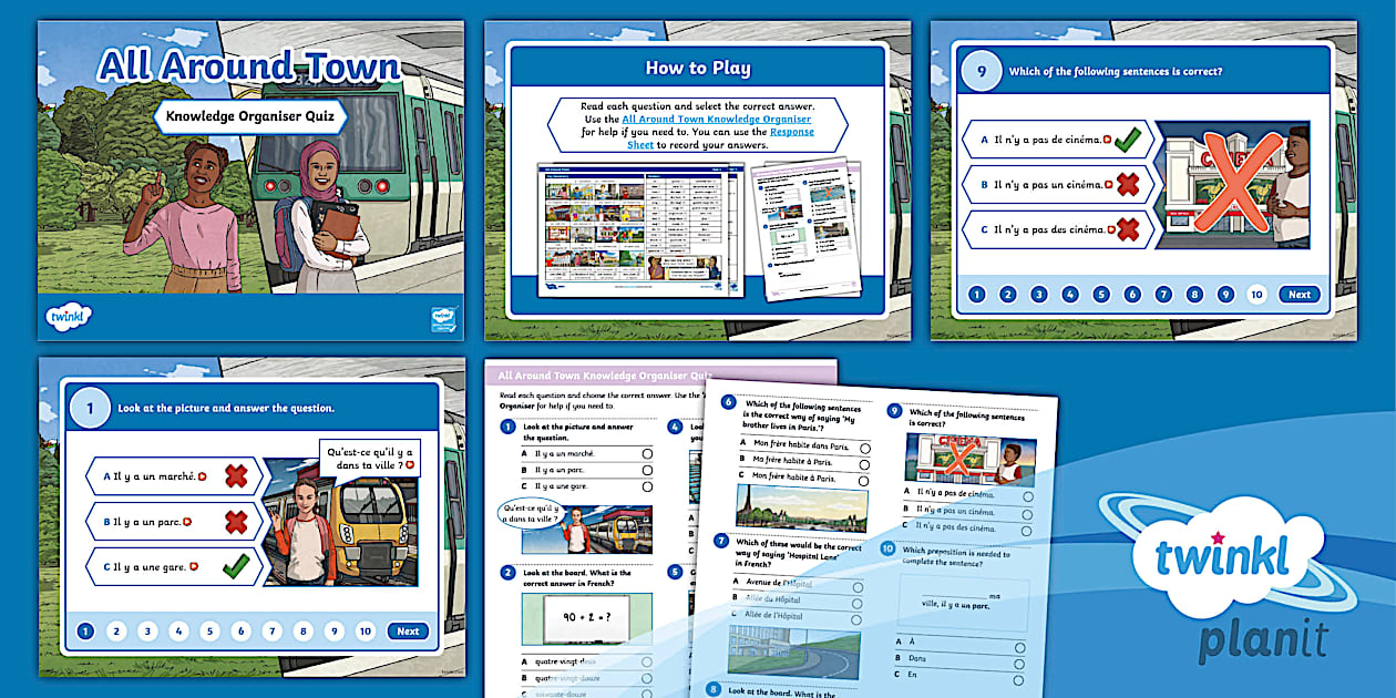 👉 French: All Around Town: Knowledge Organiser Quiz Pack