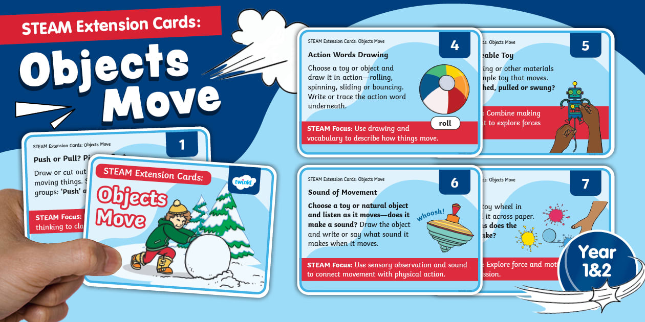 STEAM Extension Cards: Objects Move (teacher made) - Twinkl
