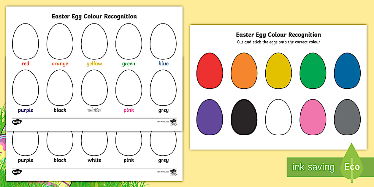 Easter Egg Colour Recognition Worksheet - Twinkl