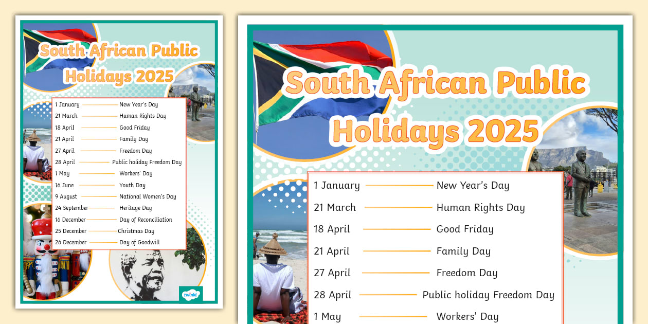 South African Public Holidays Display Poster - Twinkl