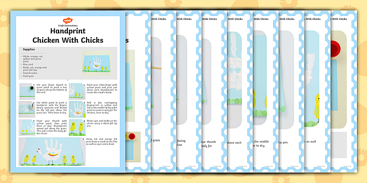 Handprint Chicken With Chicks Craft Instructions - Twinkl