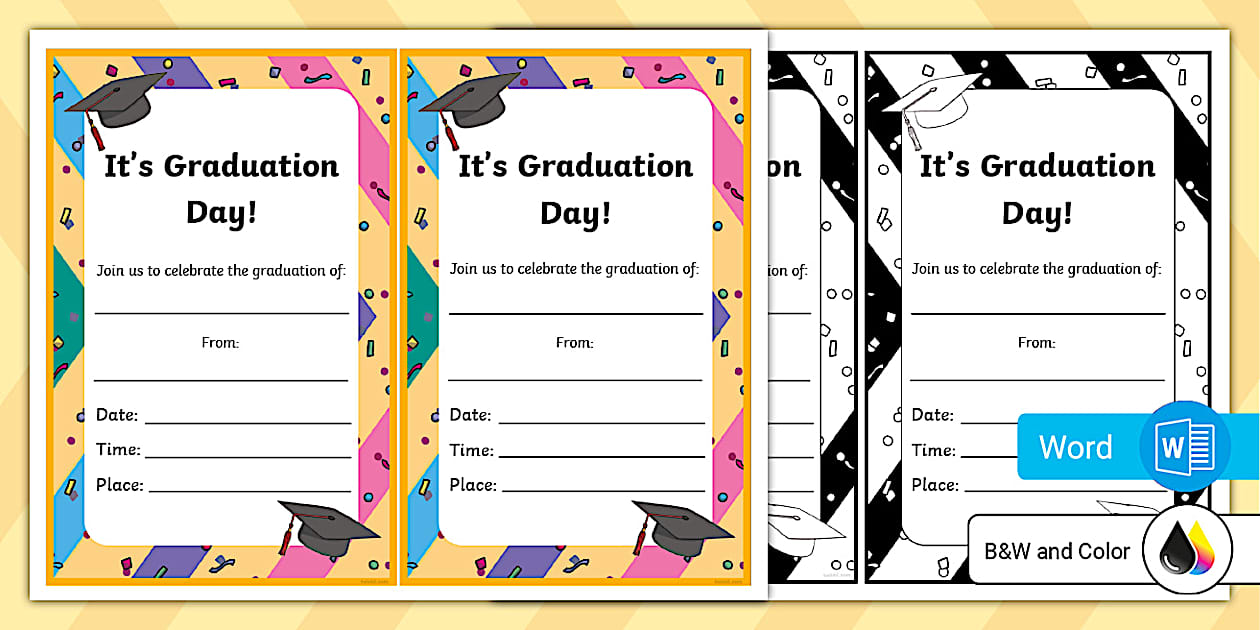 Editable Rainbow Graduation Invitation - Twinkl