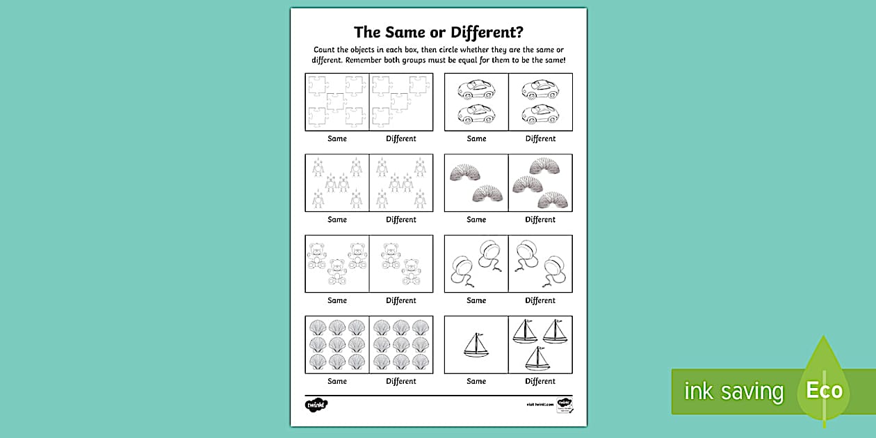 Same or Different Toy Themed Worksheet / Worksheet - Twinkl