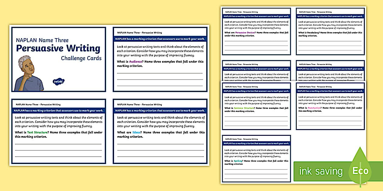 NAPLAN Name Three - Persuasive Writing Challenge Cards