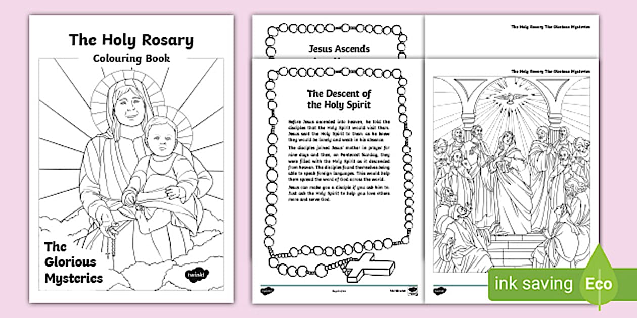 The Glorious Mysteries Rosary Colouring Booklet - Twinkl