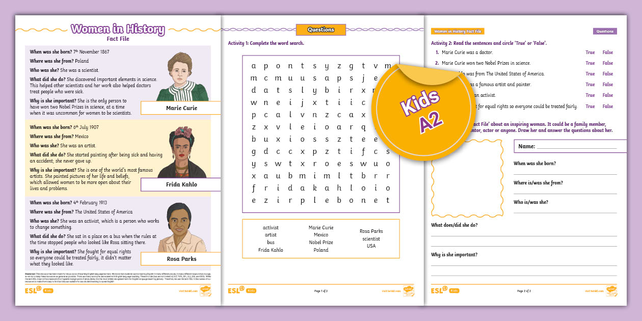 ESL Women in History Fact File on Twinkl - Twinkl