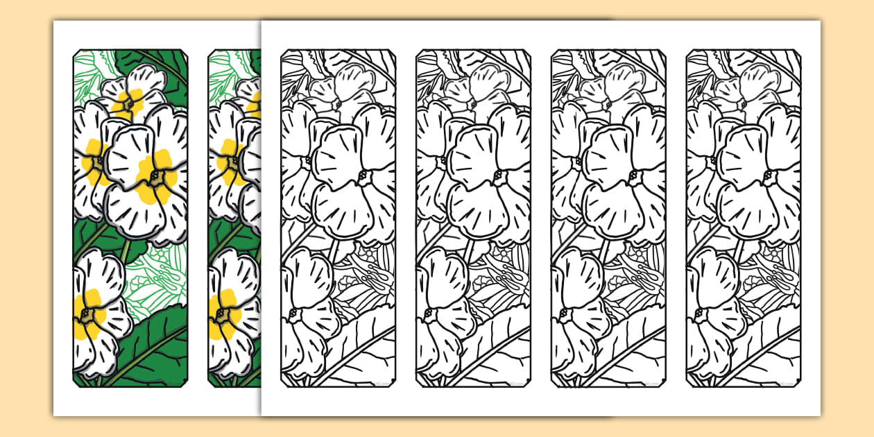 Primrose Coloring Bookmarks (teacher made) - Twinkl