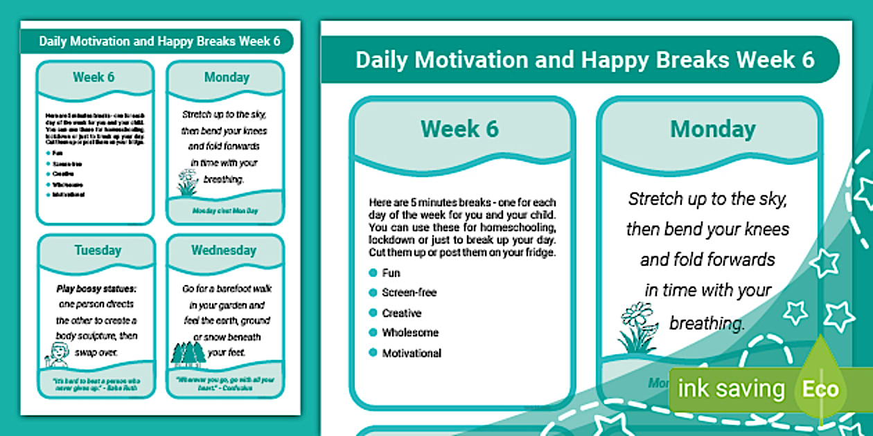Daily Motivation and Happy Breaks: Week 6 (teacher made)
