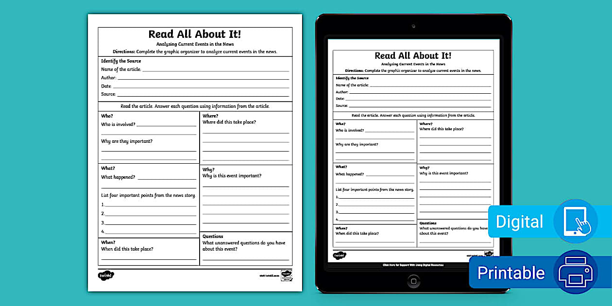 Current Events Worksheet | Social Studies | Twinkl USA