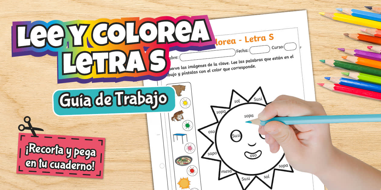 Guía de Trabajo: Lee y Colorea - Letra S