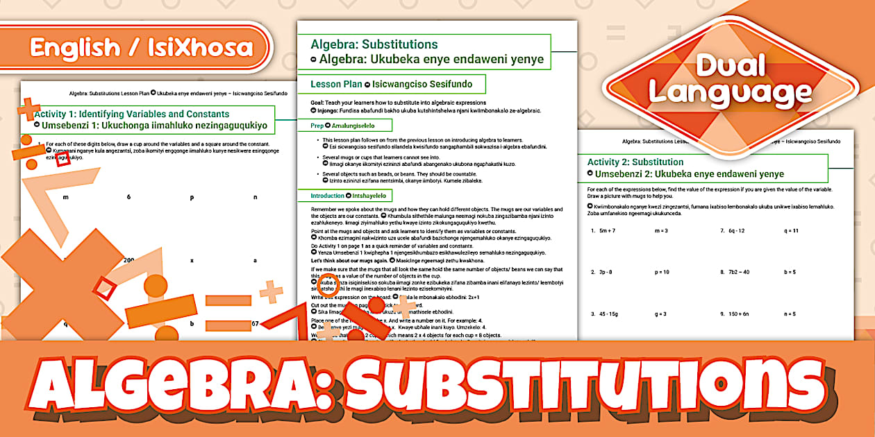 Gr7 Maths - Algebra - Substitutions: Lesson Plan - Xhosa/Eng