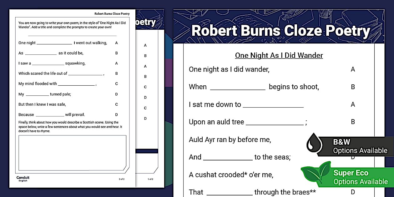 Robert Burns Cloze Poetry (teacher made) - Twinkl