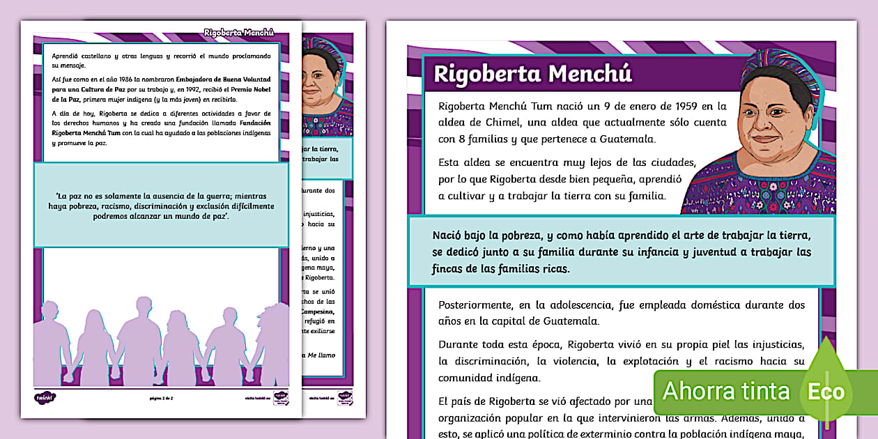 Hoja informativa: Rigoberta Menchú (creat de profesori)