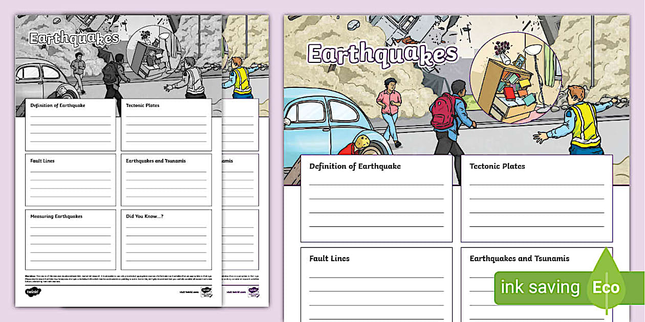 Earthquakes Fact File Template (teacher made) - Twinkl