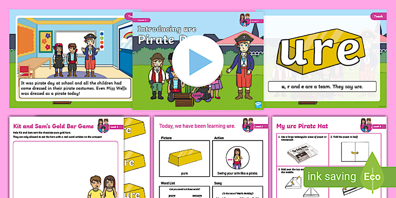 'ure' Phonics Lesson Pack - Level 3 Week 7 Lesson 2 - Twinkl