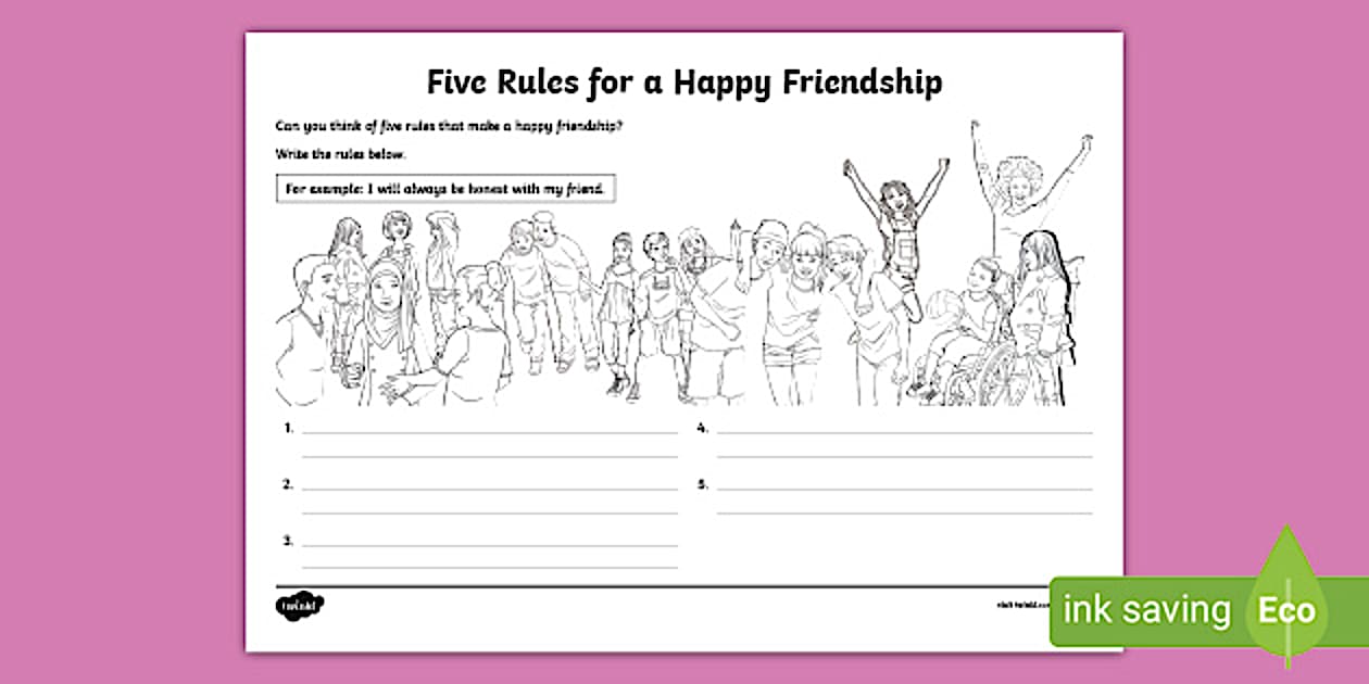 Five Rules for a Happy Friendship Worksheet / Worksheet