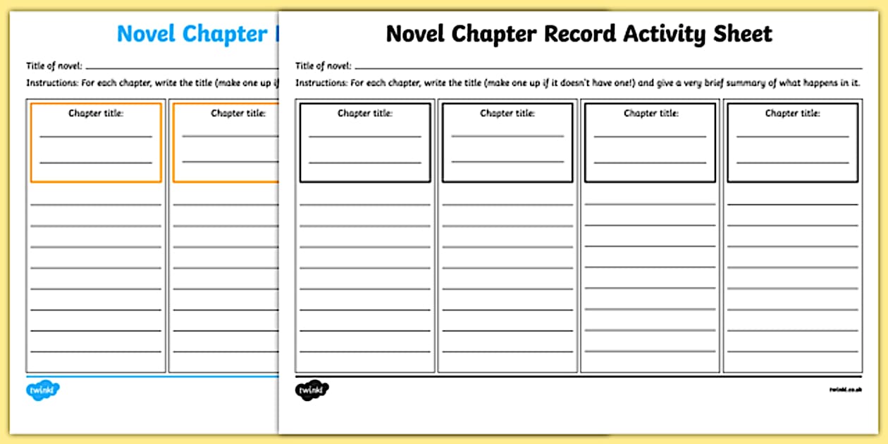 Novel Chapter Record Worksheet / Worksheet-Irish, worksheet