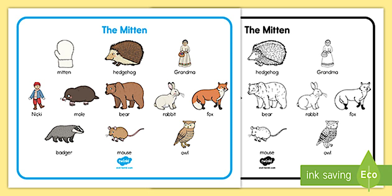 Word Mat to Support Learning on The Mitten - Twinkl