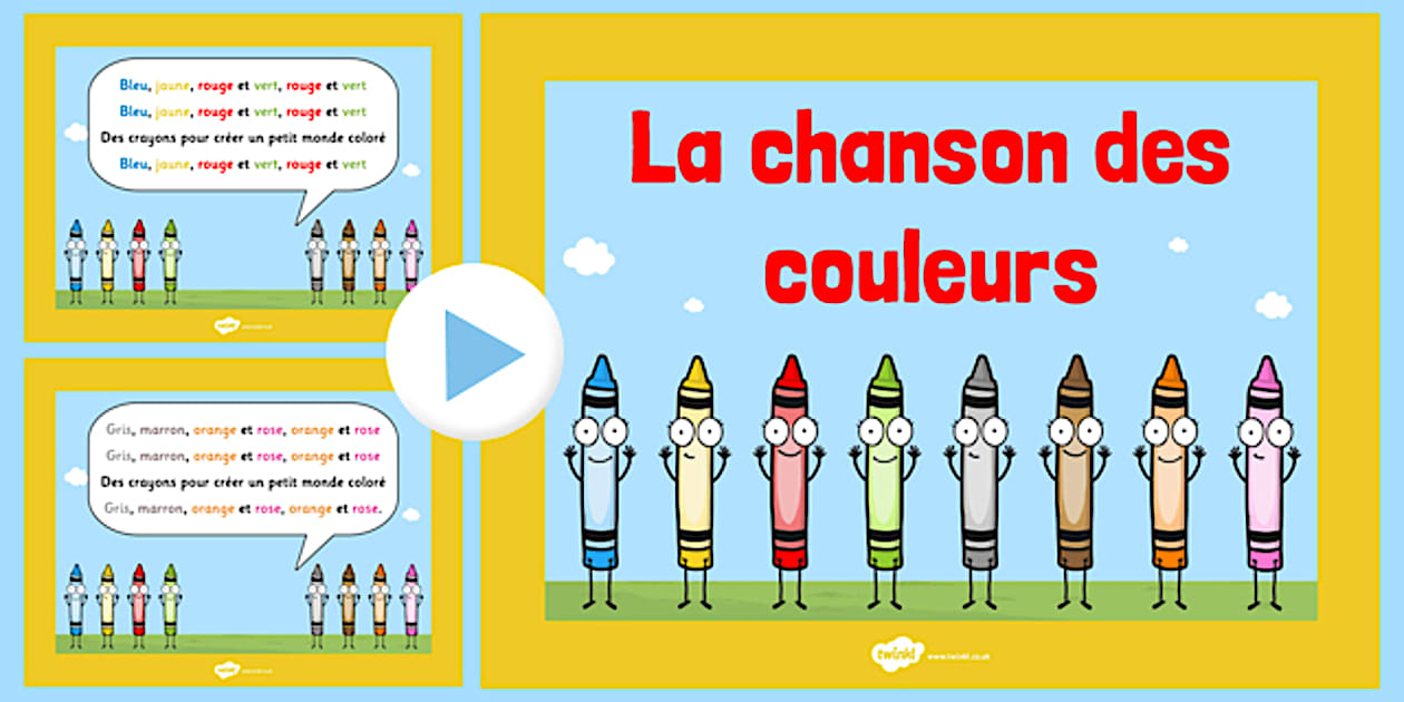 French Colours Song - Nursery Rhyme PowerPoint - Twinkl