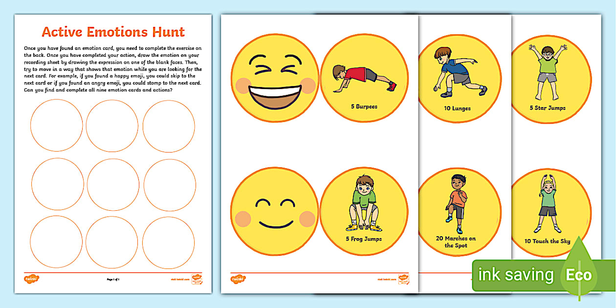KS1 Active Emotions Hunt - PE (Teacher-Made) - Twinkl