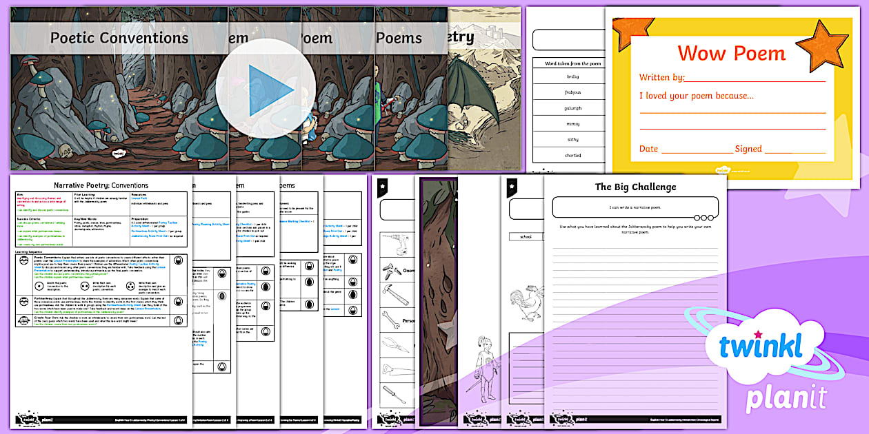 Animals: Jabberwocky Y5 Narrative Poetry Genre Unit Pack