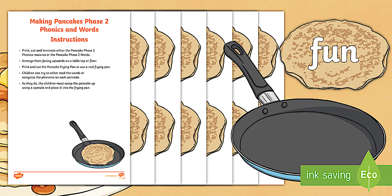 Making Pancakes Phase 2 Phonics and Words Activity - Twinkl