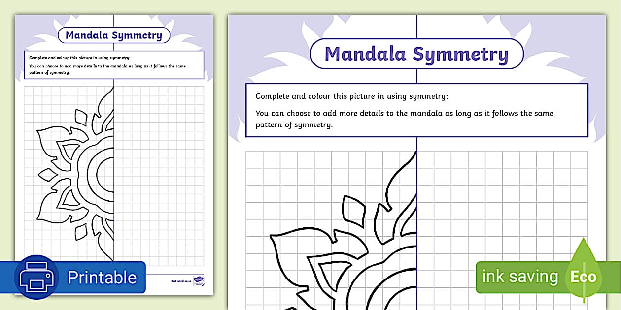 Mandala Symmetry Activity Sheet (teacher made) - Twinkl