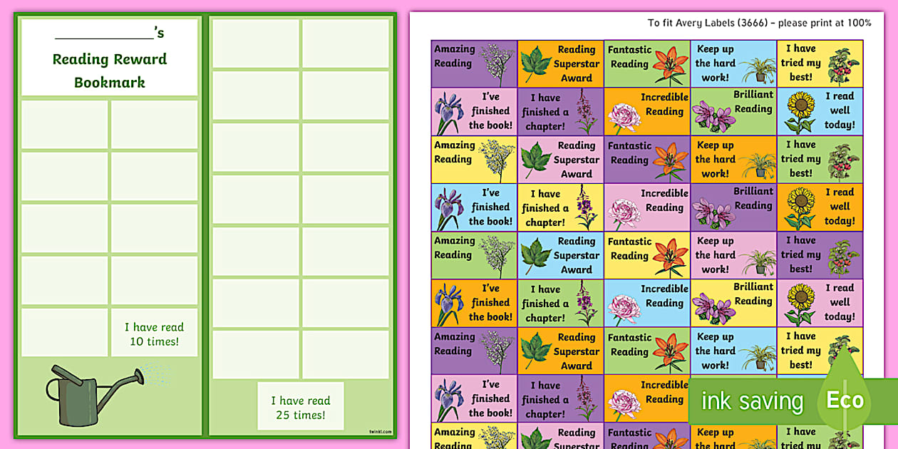 KS2 Plants and Flowers Themed Reading Sticker Reward Bookmarks