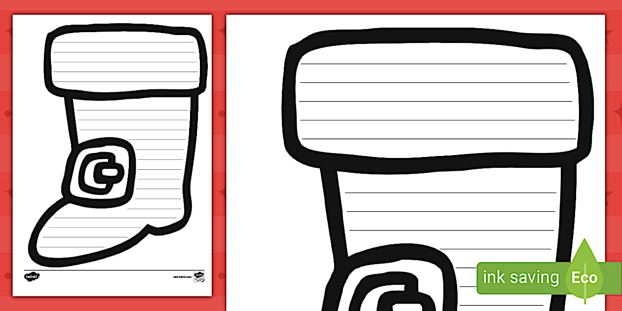 Santa's Boot Writing Template (teacher made) - Twinkl