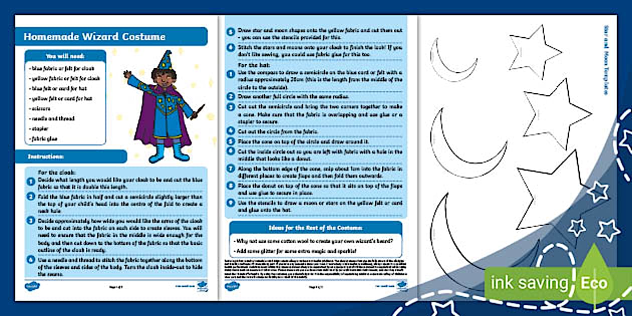 Homemade Wizard Costume (teacher made) - Twinkl