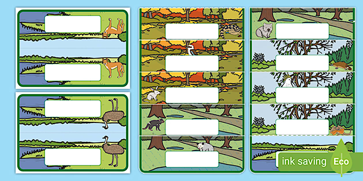 Australian Animals Desk Plate Name Labels - Twinkl