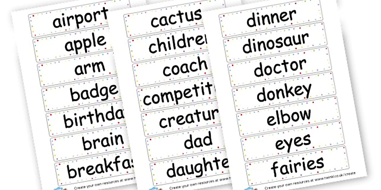 Noun Words Cards (teacher made) - Twinkl