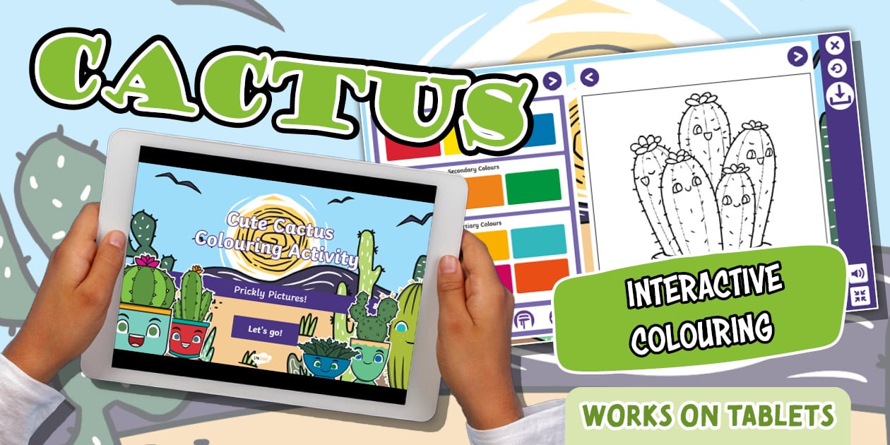 * NEW * Foundation Phase Life Skills - Cute Cactus - Interactive Colouring